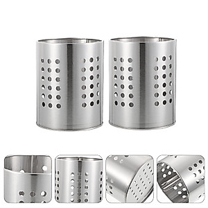 Cabilock 2pcs Stainless Steel Utensil Holder Flatware Holder Utensil Sink Caddy Drying Rack Cutlery Basket for Chopstick Spoon Fork Countertop