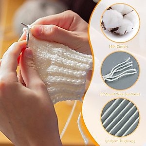 6 Pack Yarn for Crocheting and Knitting, Knitted Crochet Yarns Polyester Thread Round Rope Yarns for DIY Handbag Purse Basket Crochet Bag Fabric Yarn (Milk White)