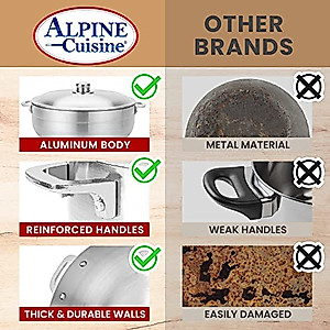 Alpine Cuisine 7-Quart Gourmet Aluminum Caldero Stock Pot, Cooking Dutch Oven Performance for Even Heat Distribution, Perfect for Serving Large & Small Groups, Riveted Handles, Commercial Grade