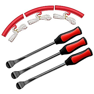 ASOOLL 11.5" 𝐓𝐢𝐫𝐞 𝐒𝐩𝐨𝐨𝐧𝐬 Motorcycle Tire Changer Tools Bike Tire Iron Levers Repair Kit with 3 Pcs Rim Protectors