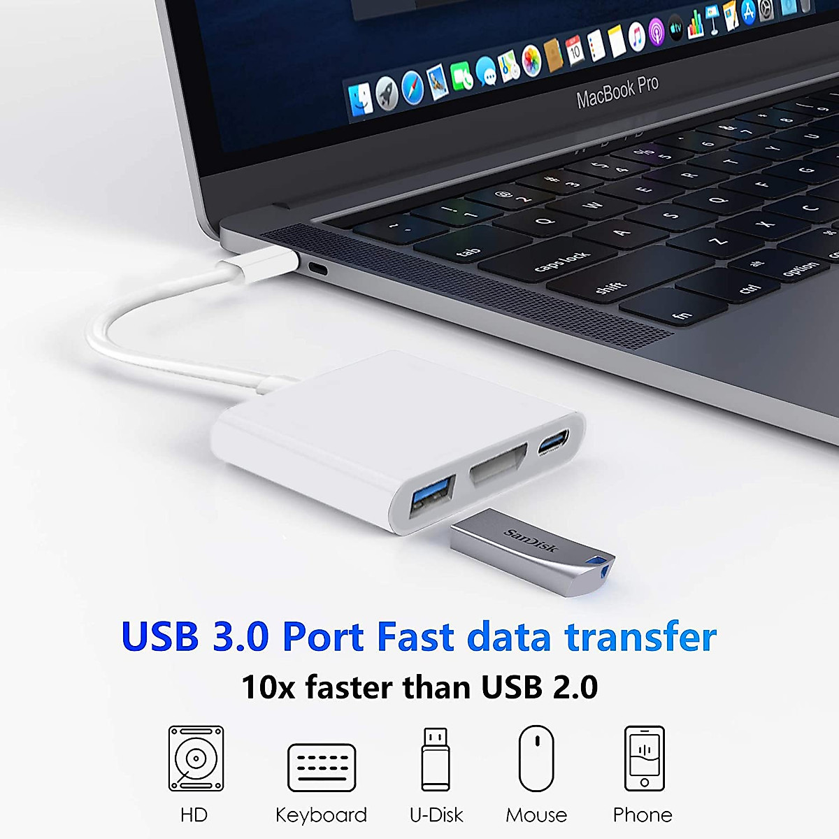 USB-C Digital AV Multiport Adapter, Apple MFi Certified Digital AV Dongle with HDMI 4K@60Hz & USB-A 3.0 & 100W Charge for iPhone 15, MacBook Pro Air M1 M2 M3, iPad Pro, iMac, Samsung S24 and More