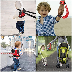 Toddlers Leash for Walking + Anti Lost Wrist Link Safety Wrist 4 in 1 for Toddlers, Child, Babies & Kids, Safety Harness Kids Walking Wristband Assistant Strap Belt (Mickey)