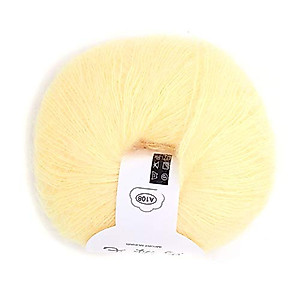 Wool Yarn for Knitting, 12 Colors Soft Thin Angora Mohair Yarn Hand Washable Long Wool Yarn DIY Scarf Crochet Thread Supplies for Craft Projects(Yellow)