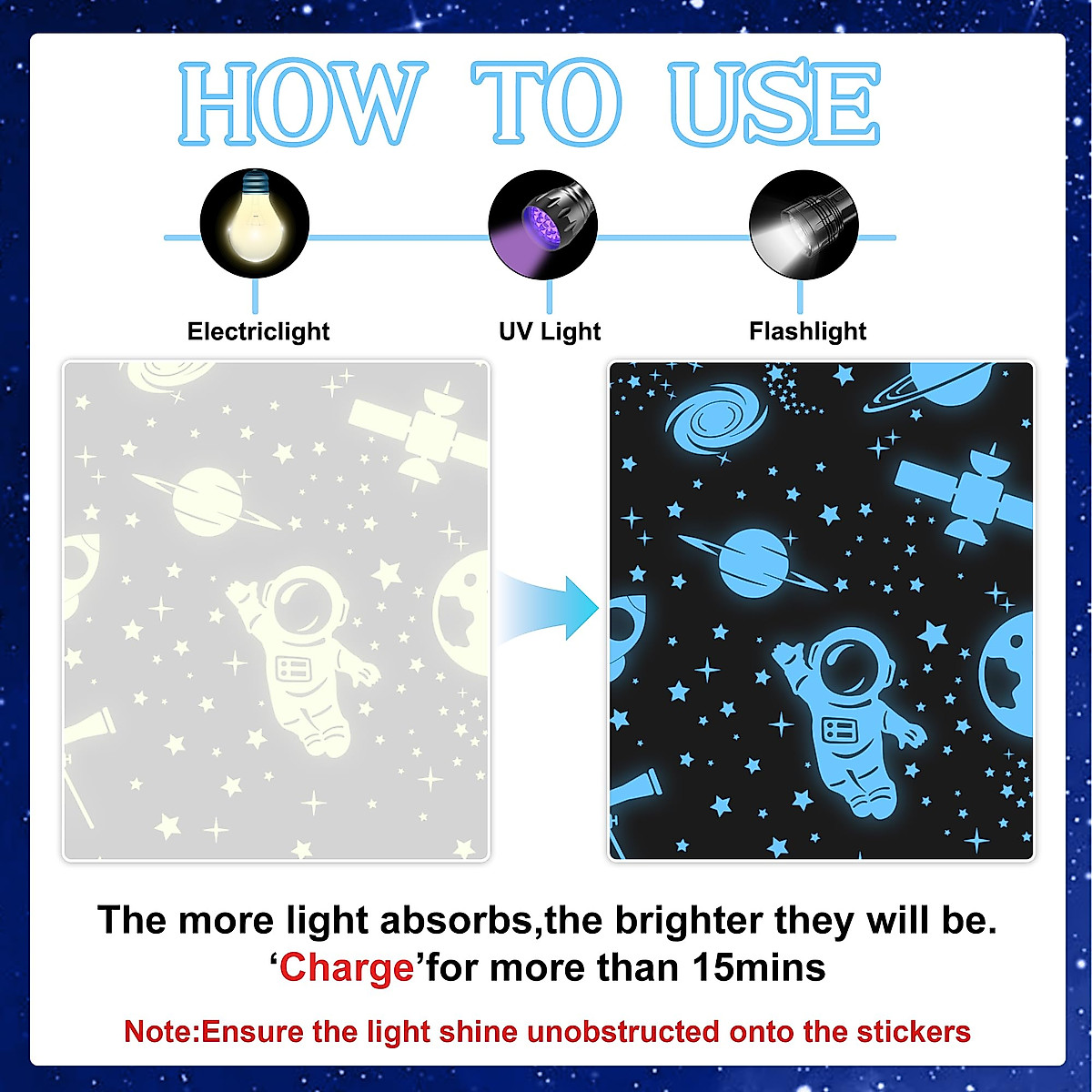 Glow in The Dark Stars Space Wall Decals Ceiling Stars Glow in The Dark Astronaut Universe Galaxy Planet Wall Stickers Glowing Stars for Bedroom Living Room Decor Christmas Gift Stocking Stuffers