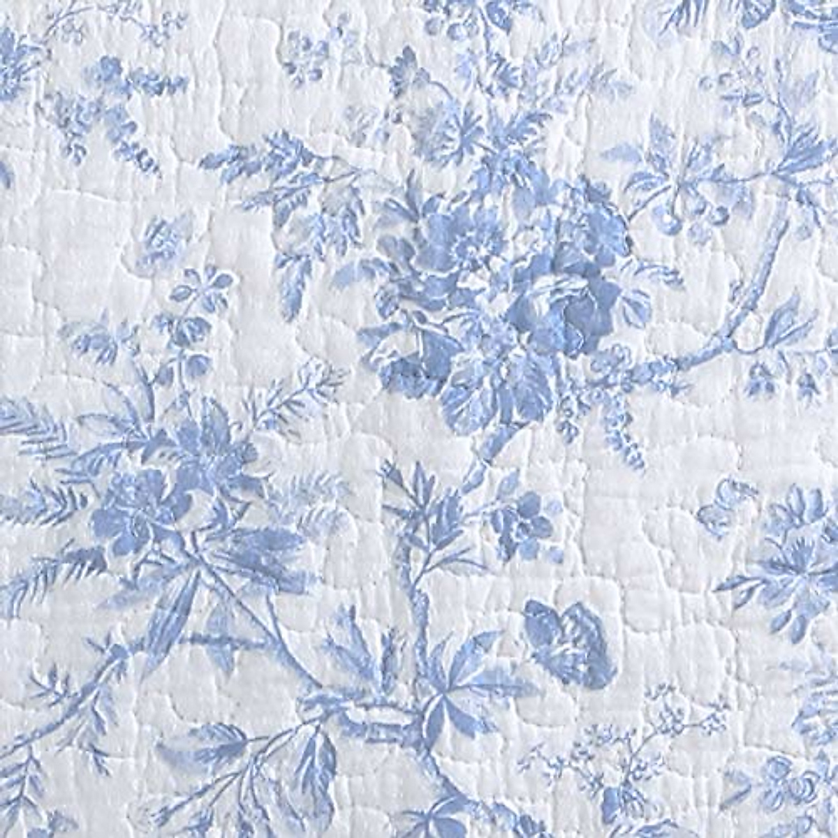 Laura Ashley Home - Twin Quilt Set, Reversible Floral Cotton Bedding with Matching Sham, Home Decor for All Seasons (Walled Garden Blue, Twin)