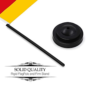 ANLEY Germany Deluxe Desk Flag Set - 6 x 4 Inch Miniature German Desktop Flag with 12" Solid Pole - Vivid Color and Fade Resistant - Black Base and Spear Top