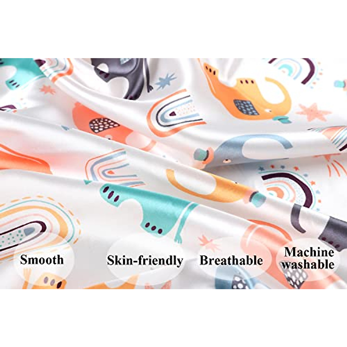 Satin Nursing Pillow Cover Set 2 Pack Ultra Soft Silk Compatible with Boppy Pillow Protect for Baby Hair and Skin Elephant & Rhino Lion