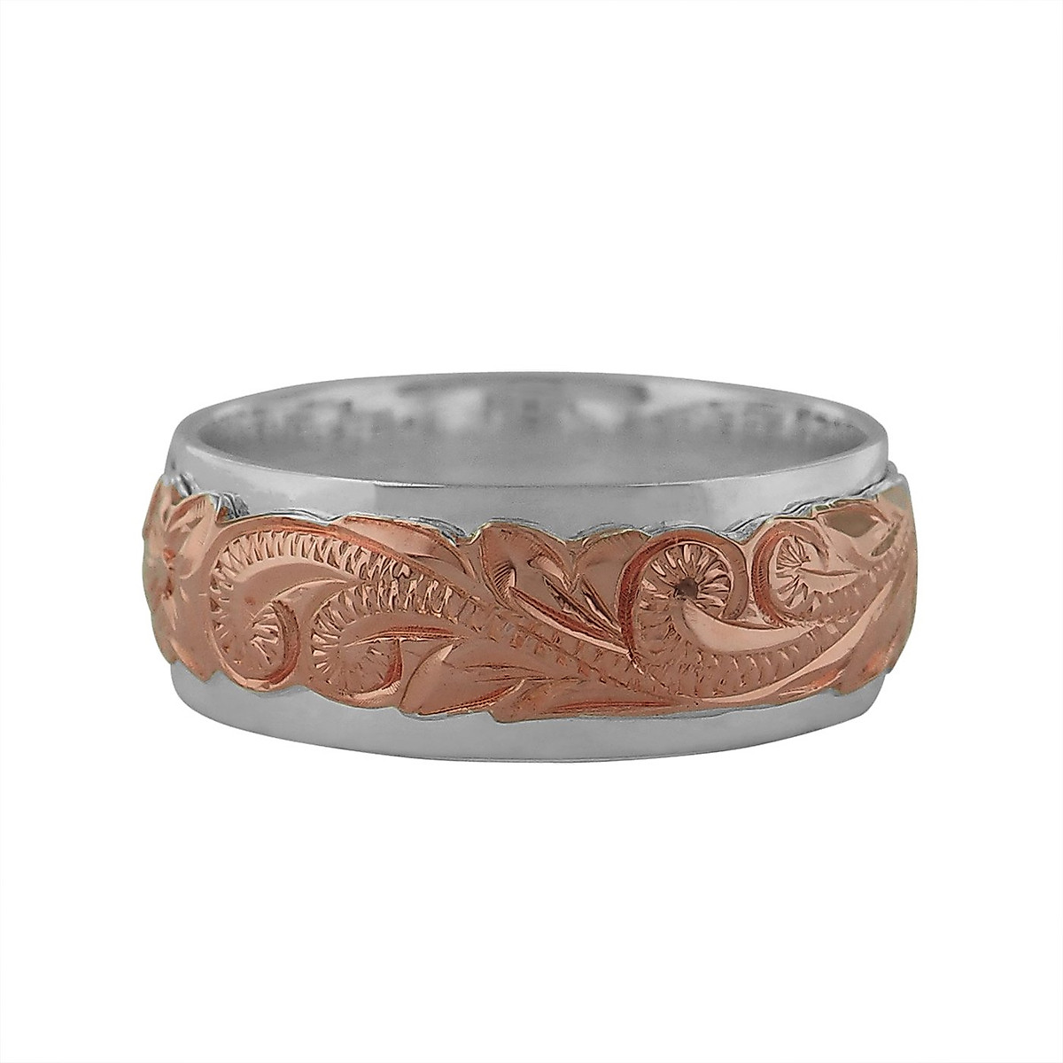 Sterling Silver 14kt Rose Gold Plated Raised Hawaiian Band Ring Size 6