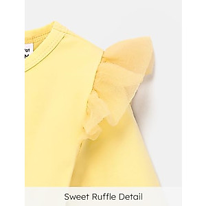 Disney Princess Belle Baby Girl Dress Tulle Tutu with Bow Long Sleeve Birthday Clothes Theme Party Dress Up Dresses Yellow 6-9 Months