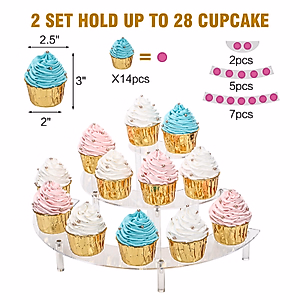 Anglelife 2 Set, Half Moon Acrylic Display Risers, 3 Tier Clear Perfume Stand Organizer, Cupcake Stand Risers, Dessert Stand, Clear Shelf Risers Display Stand for Food, Amiibo Funko POP Figure