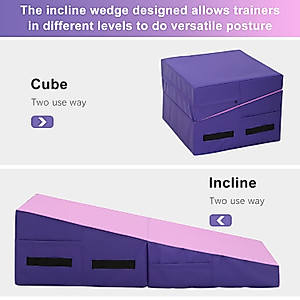 Gymnastics Mat Incline Mats Foam Kids Climbing Mat Folding Tumbling Wedge Mats for Gym Cheese Mats for Gymnastics Exercise Mat Yoga Mat for Kids Play Home Exercise Aerobics, Pink