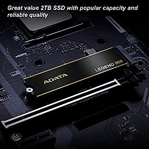 ADATA 2TB SSD Legend 960, NVMe PCIe Gen4 x 4 M.2 2280, Speed up to 7,400MB/s, Internal Solid State Drive for PS5 with Heatsink, Gaming, High Performance Computing, Super Endurance with 3D NAND