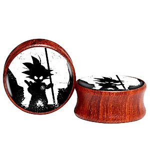 FLYUN Wood Ear Gauges Plugs Women Ear Stretcher Expander 8mm-25mm 0 00-1'' Anime Double Flared Saddle Plugs Piercing Men (0G (8mm))