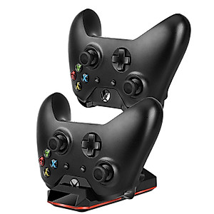 TNP Dual Charging Station for Xbox One Controller w/ 2 Rechargeable 600mah Lithium Batteries, Dock Cradle Base Charger w/USB Cable, LED Status Indicator for Xbox One S/X Wireless Gaming Controller