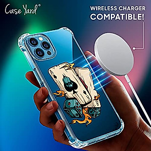 CaseYard Clear Soft & Flexible TPU Case for iPhone-13-Pro-Max Ultra Low Profile Slim Fit Thin Shockproof Transparent Protective Cover Drop Protective Case Skull Cards