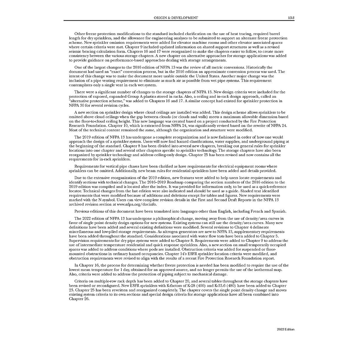 NFPA 13, Standard for the Installation of Sprinkler Systems, 2022 Edition