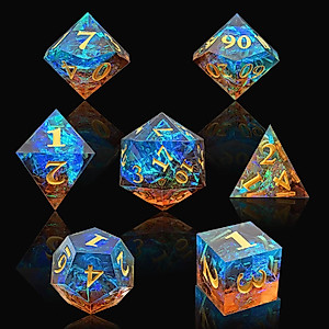 DND Dice Set Polyhedral Dice Set, Resin Sharp Edge dice Set for D&D Game, Blue