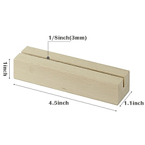 10 Pack Wooden Sign Holder- Beech Wood Table Number Holders Wood Place Card Holder Wood Stand for Acrylic Sign, Perfect for Wedding, Party, Event Table Centerpiece Decor (10 Pack 4.5 x 1.1 x 1 Inch)