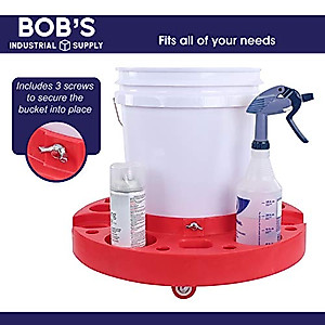 BISupply 5 Gallon Bucket Dolly - Detailing Cart for 11.5 Inch Rolling Car Wash Bucket with Wheels and Compartments