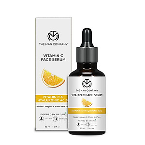 The Man Company 40% Vitamin C Face Serum With Hyaluronic Acid | Boosts Collagen | Glowing & Brightening Skin | Soft, Smooth & Supple | All Skin Types -30ml