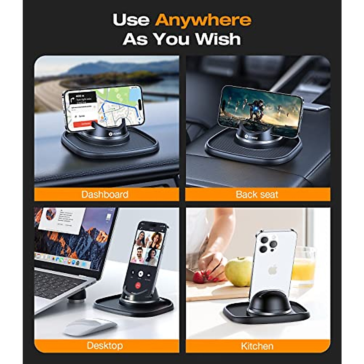 VICSEED 2023 Upgraded Dashboard Phone Holder Car [No.1 Stable, Never Slip& Fall] Reusable Silicone Phone Mount for Car Dash Anti-Slip Pad Mat Car Phone Holder Mount Fit iPhone 14 Pro Max All Phones