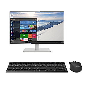 Arteck 2.4G Wireless Keyboard and Mouse Combo Stainless Steel Ultra Slim Full Size Keyboard Keyboard and Ergonomic Mice for Computer Desktop PC Laptop and Windows 10/8/7 Build in Rechargeable Battery