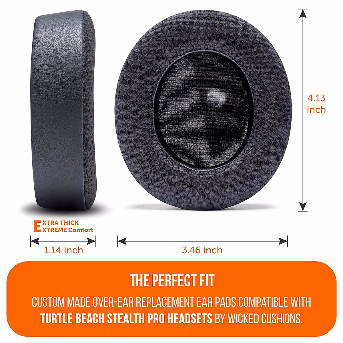 WC Freeze Stealth Pro - Cooling Gel Earpads for Turtle Beach Stealth Pro by Wicked Cushions - Boost Comfort, Durability, Thickness & Sound Isolation for Superior Gaming Sessions | Black