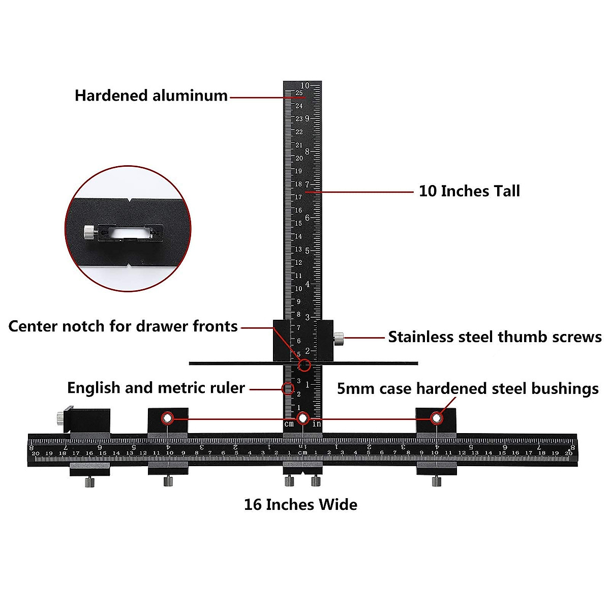 Cabinet Hardware Jig All Aluminum Alloy,Adjustable Drill Guide Template Tool for Installation of Door Drawer Front Knobs Handles and Pulls