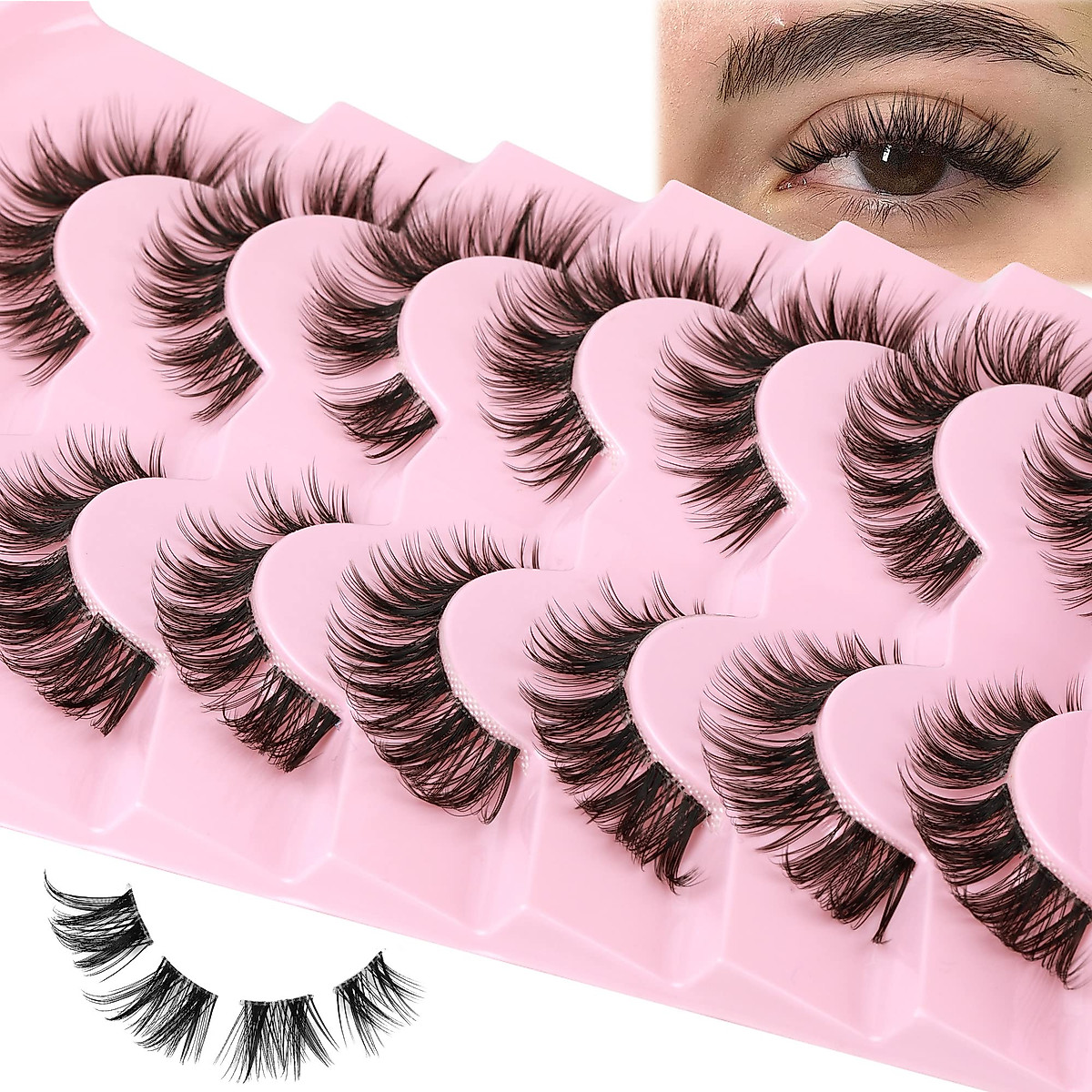 Cluster Lashes 56 Wisps DIY Lashes Natural Look Cat Eye Clear Band Mink Lashes Pack Wispy Fluffy 3D Curl False Eyelashes by ALICE