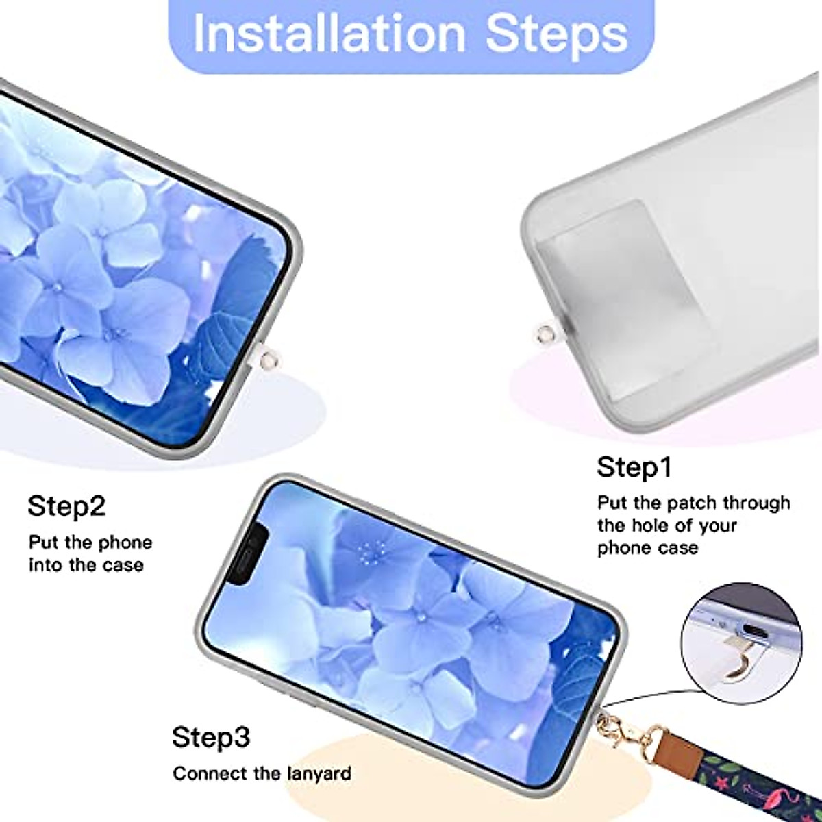 Phone Lanyard,Universal Phone Cross body Straps and Wrist Straps Set,Adjustable Shoulder Neck Lanyard for Keys, Key chain,Phone Case ID Badge, Phone Wallet,Compatible with Most phones （bird）