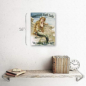Mermaid Bath Salts Metal Sign: Surfing and Tropical Decor Wall Accent
