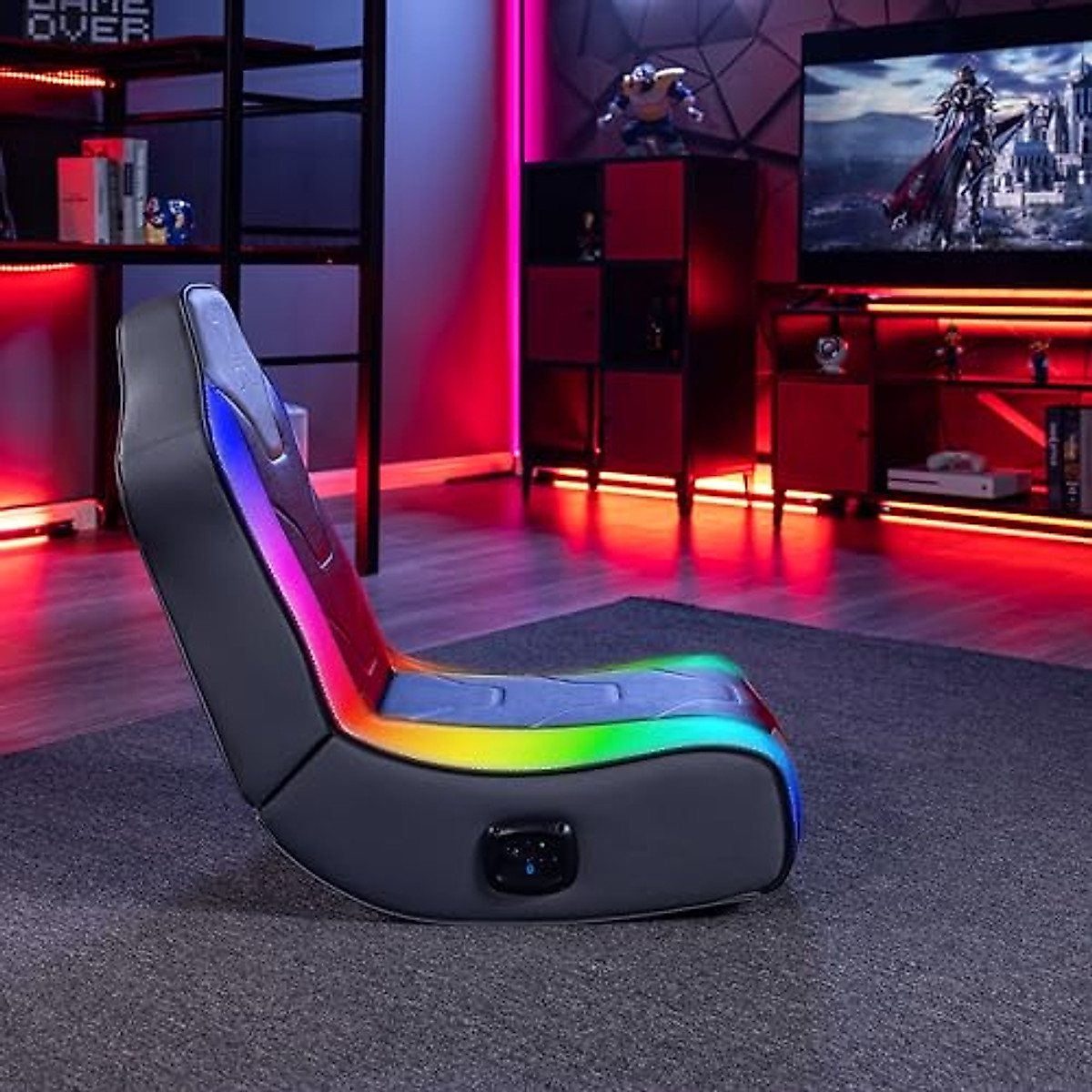 X-Rocker Cosmos RGB Floor Rocker - LED Gaming Chair for Comfortable & Immersive Gaming - Chair with Gaming System Compatibility & Easy Setup - Integrated Speakers & RGB Lighting