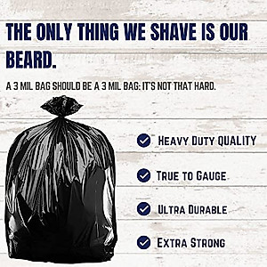 Plasticplace Contractor Trash Bags 40-45 Gallon │ 3.0 Mil │ Black Heavy Duty Garbage Bag │ 40” x 48” (50 Count)