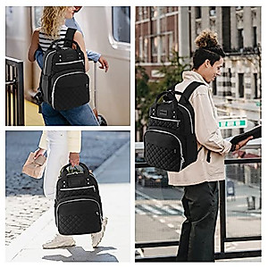 Wesugeyo Insulated Lunch Backpack Bag for Women Men, Multi Compartment Lunch Backpack Reusable Adults Lunch Cooler Box with Side Pockets Concealed Shoulder Strap for Picnic Work Camping Hiking (Black)