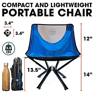 CLIQ Portable Chair Camping Chairs - A Small Collapsible Portable Chair That Goes Every Where Outdoors. Compact Folding Chair for Adults That Sets Up in 5 Seconds | Camping Chair Supports 300 Lbs
