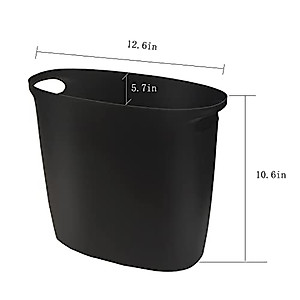 Feisco Small Trash Can,2.6 Gallon Plastic Bathroom Wastebasket Garbage Can for Bathroom Bedroom Kitchen Office (Pack of 2, Black)