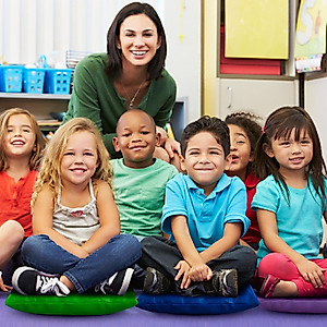 Weysat 24 Pcs Floor Cushions Bulk for Classroom 15 Inch Leather Floor Cushion for Kids Waterproof Soft Flexible Seating Cushion for Classroom, Home, School, Kindergarten or Nursery (Square)