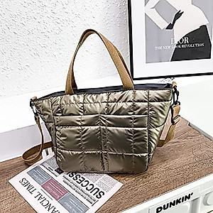 Quilted Hobo Bags Down Shoulder Bag,Quilted Hobo Bags Down Shoulder Bag,Quilted Hobo Bags Down Shoulder BagWomen Nylon Shoulder Bag Design Space Padded Messenger Bag Solid Color Handbag