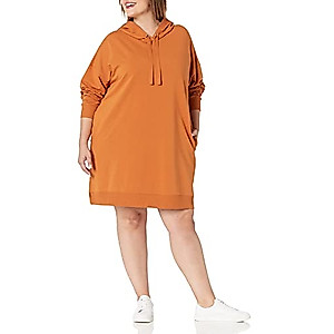 The Drop Women's Iona Long-Sleeve Hooded Mini Sweatshirt Dress, Adobe, 2X, Plus Size