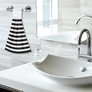 JSTEL Striped Dish Towels for Drying Dishes,Black White Stripe Kitchen Cloth Hanging Dish Towels Absorbent Hanging Towel Thick Hand Dry Towel