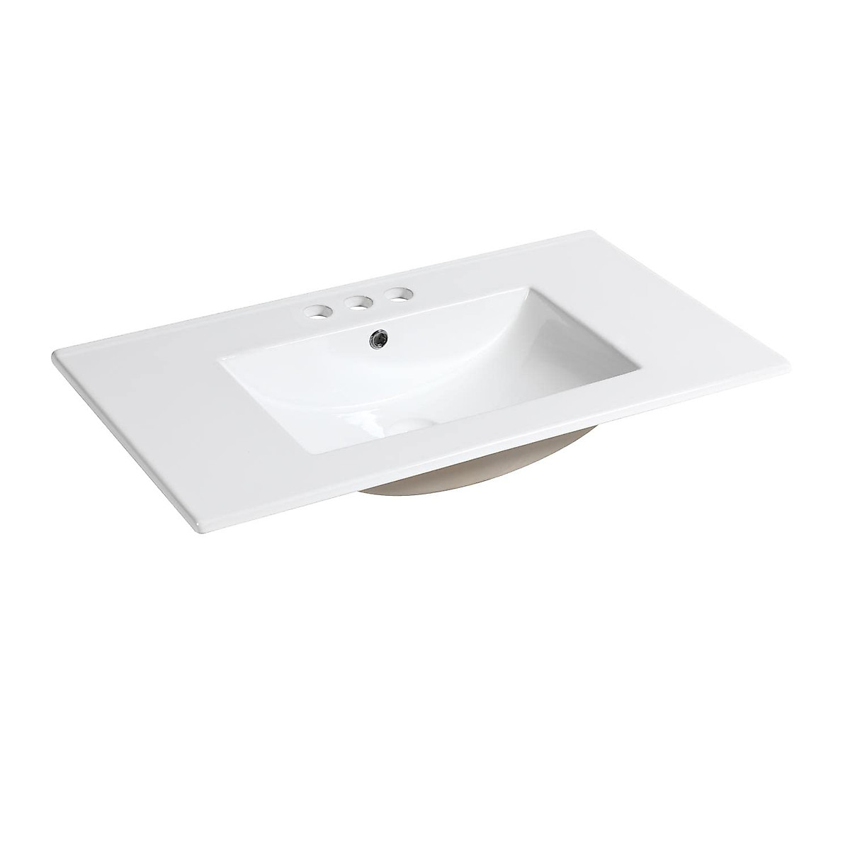 Saint Birch 24" Modern White Ceramic Bathroom Vanity Top Sink, with Three Faucet Holes