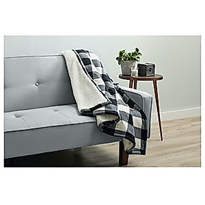 Sunbeam Microplush Sherpa Heated Throw (Plaid Black and White)