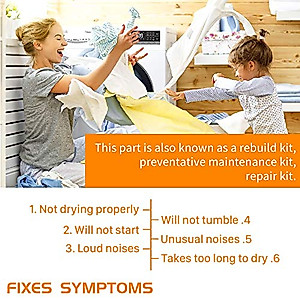 4392067 Dryer Repair Maintenance Kit for Whirlpool Kenmore Maytag Dryers,with WPW10314173 Drum Roller&661570V Belt&279640 Idler Pulley,Replaces 4392067VP AP3109602 587637 80047 2015