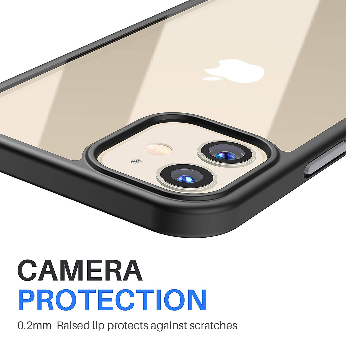 TOZO Compatible for iPhone 12 Mini Case 5.4 inch Hybrid PC+TPU Soft Grip Matte Finish Clear Back Panel Thin Cover with Black