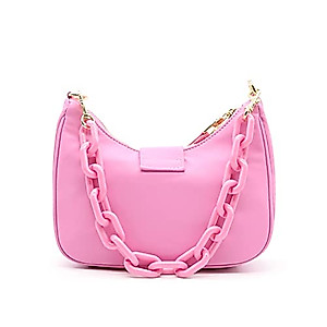 Versace Jeans COUTURE MINIBAG CROSSBODY BAG IN FUCHSIA NYLON WITH GOLD BAROQUE LOGO BUCKLE AND ADJUSTABLE SHOULDER STRAP 74VA4BFGZS640