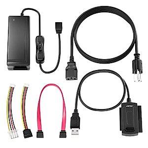 AGPTEK® SATA/PATA/IDE Drive to USB 2.0 Adapter Converter Cable for Hard Drive Disk HDD 2.5" 3.5", Compatible with USB 1.1/2.0/3.0, with External AC Power Adapter Included