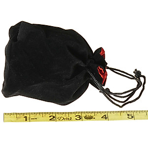 Deluxe Games and Puzzles Drawstring Dice Pouches, Black Velvet, Red Satin Lined, 3 x 5 Inches, Bundle of 4 Pouches