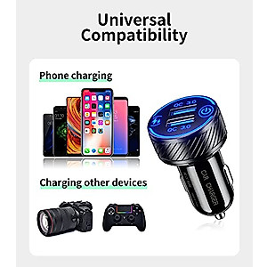 KEWIG Car Charger, 36W 3A Fast Car Charger Adapter, Dual QC3.0 USB Car Charger Fast Charge with Blue LED & ON/Off Switch