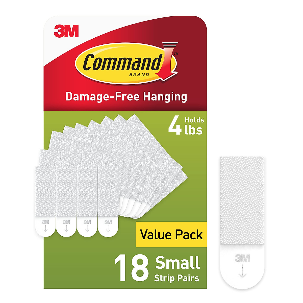 Command Small Picture Hanging Strips, Damage Free Hanging Picture Hangers, No Tools Wall Hanging Strips for Living Spaces, 18 White Adhesive Strip Pairs(36 Command Strips)