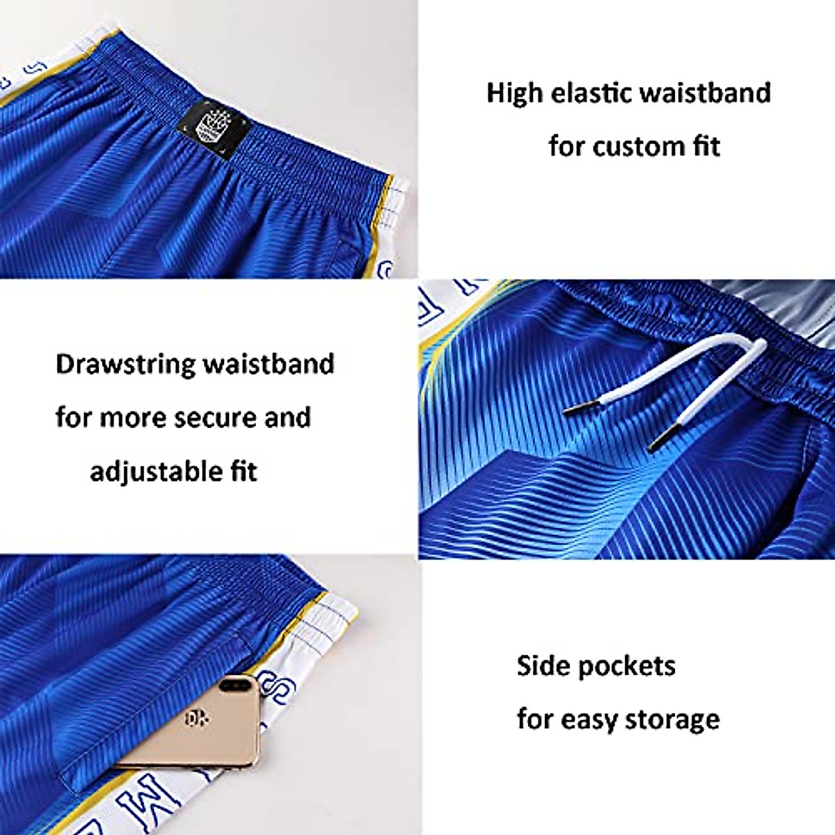 Topeter Men’s Basketball Jersey and Shorts Team Uniform with Pockets Sportswear Uniform Blue 2XL